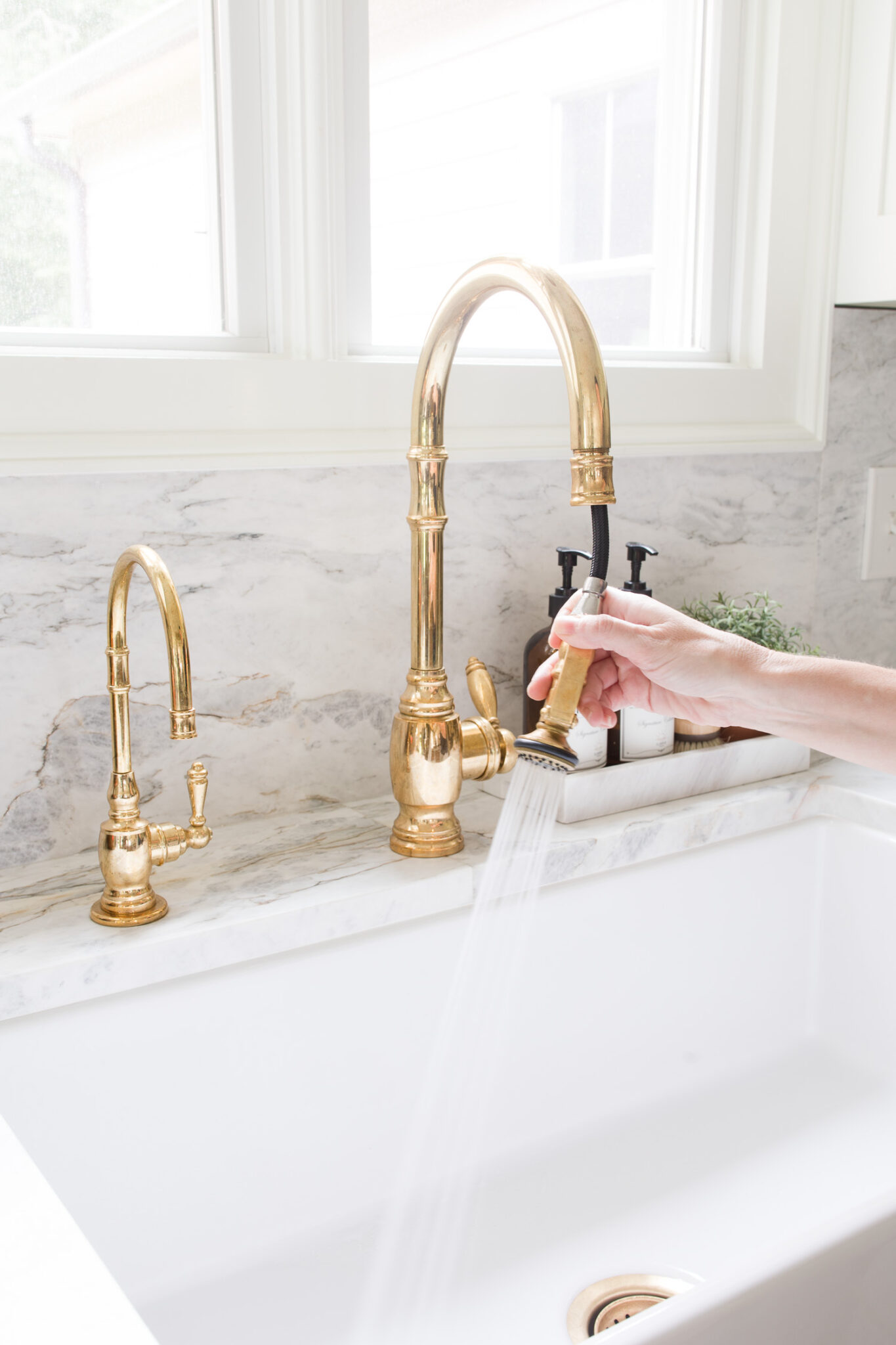 All About Unlacquered Brass Kitchen Faucets | Amelia Lawrence