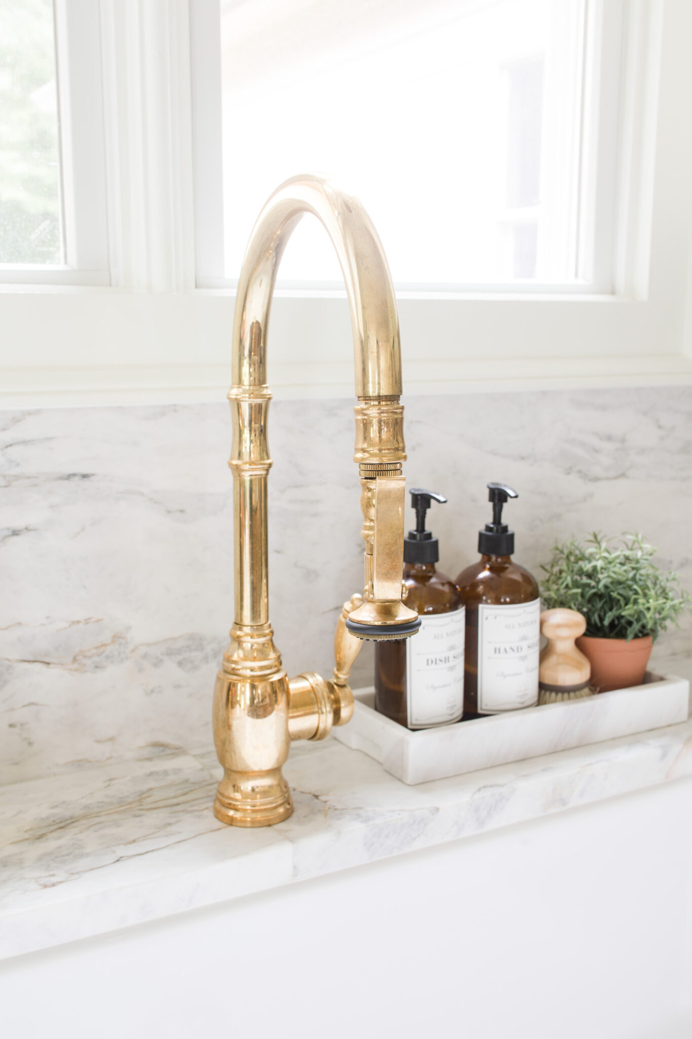 All About Unlacquered Brass Kitchen Faucets | Amelia Lawrence